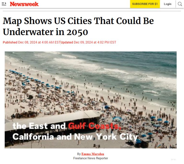 Newsweek Claims U.S. Cities Would be Underwater by 2050, Forgets the ...